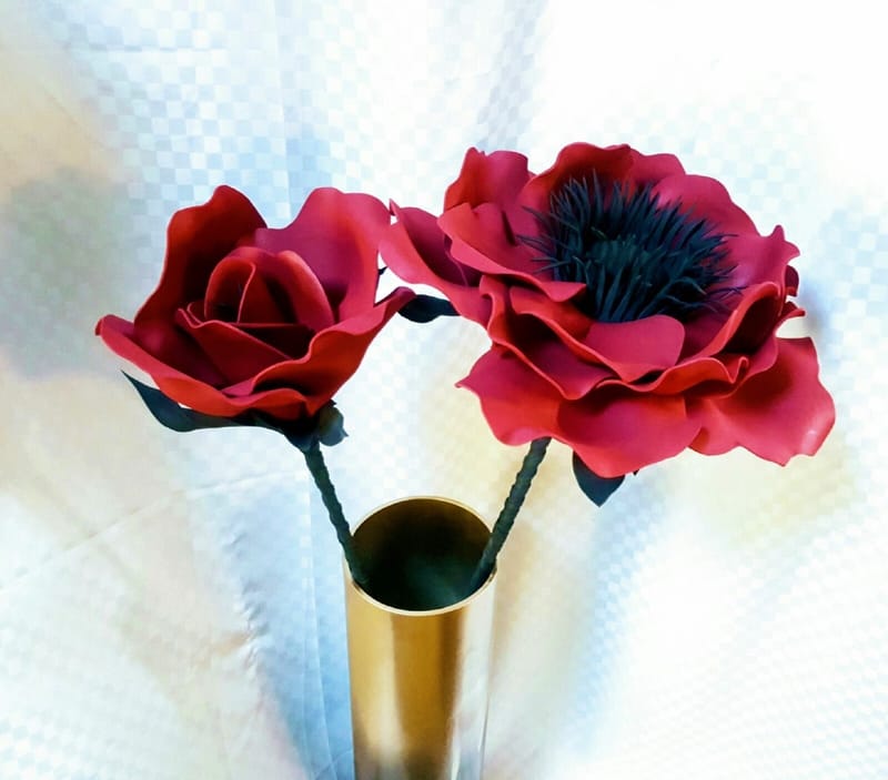 Large foam Poppies Flowers with Poppy Bud
