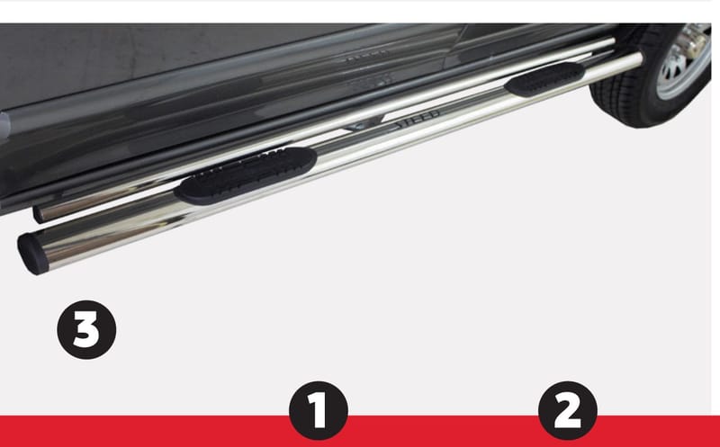 GWM Steed 5 Stainless Steel Side Steps Silver/Black - TOWRITE