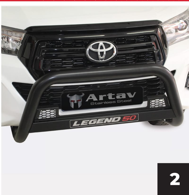 Toyota Hilux Legend/50 Stainless Steel Nudge Bar Silver/Black - TOWRITE