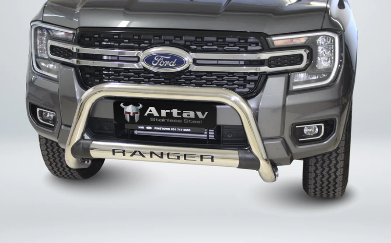 Ford Ranger Next Gen Nudge Bar w Oval Cross Member Black