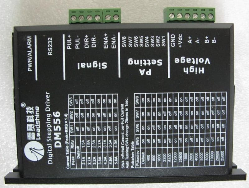 Stepper Motor Controller Leadshine DM556 2-phase Digital Stepper Motor Driver 18-48 VDC 2.1A to ...