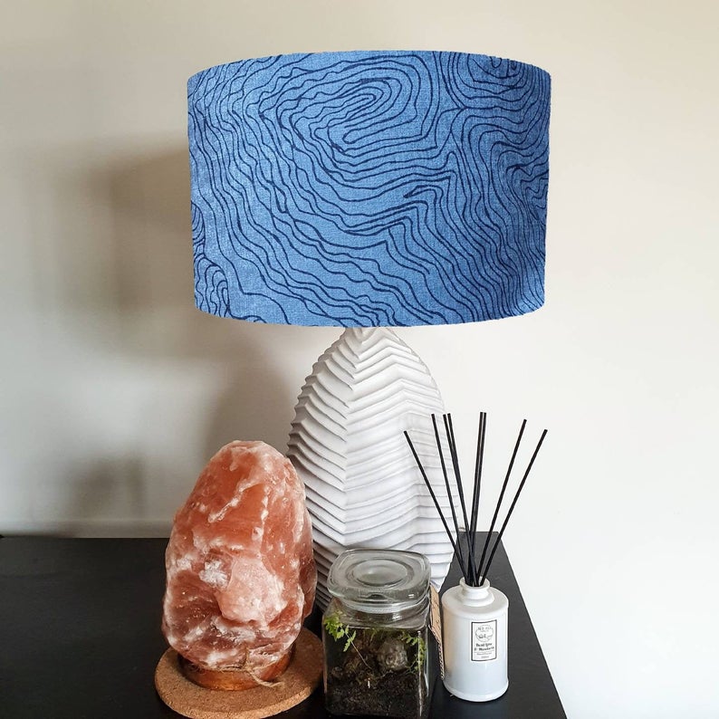 Topography Mountain Contours in Blue, Jimmy Pike - Livs Lamps - Custom ...