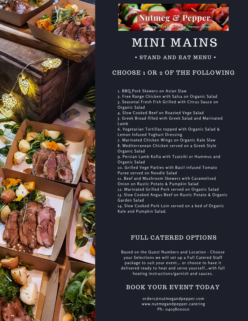 Stand and Eat - Mini Mains Menu