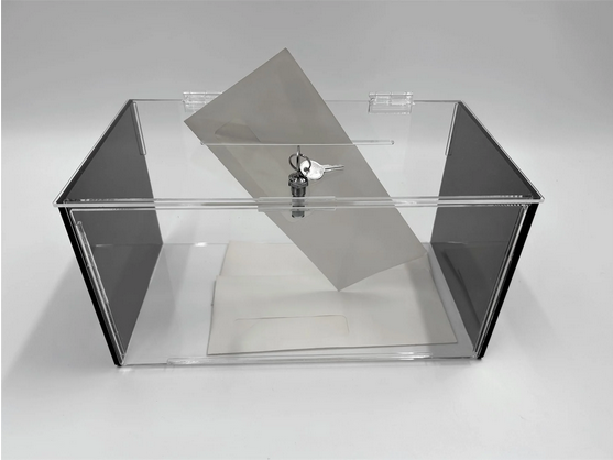 Acrylic Lockable Ballot Box w/ Black and Clear Acrylic - VIP Plastics