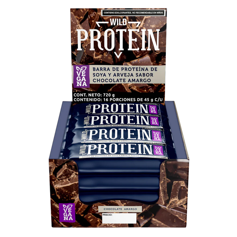 Wild Protein Barra de Proteína 45gr Chocolate Amargo c/16 pz - Ulkom...