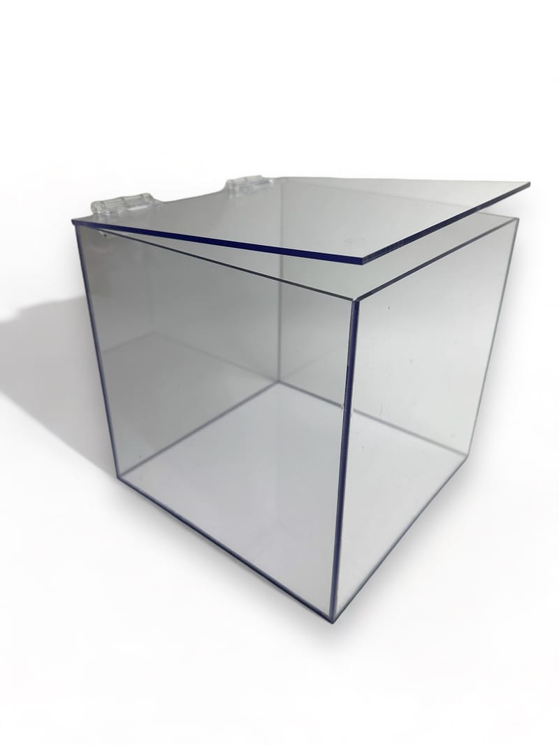 13" x 13" x 13" Acrylic Box With Hinged Lid - PlexiBoxes4u