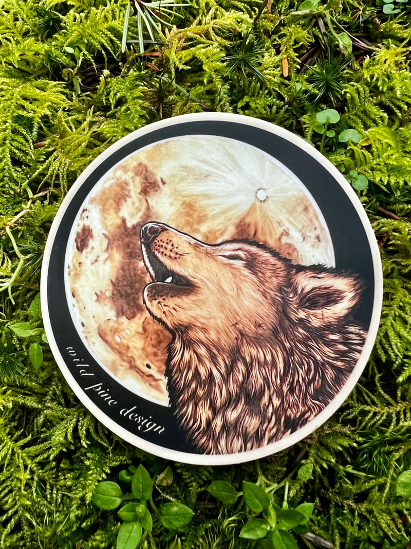New Howling’ Wolf Sticker - Wild Pine Design