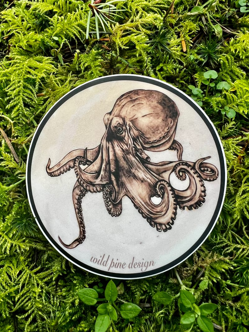 Octopus Sticker - Wild Pine Design
