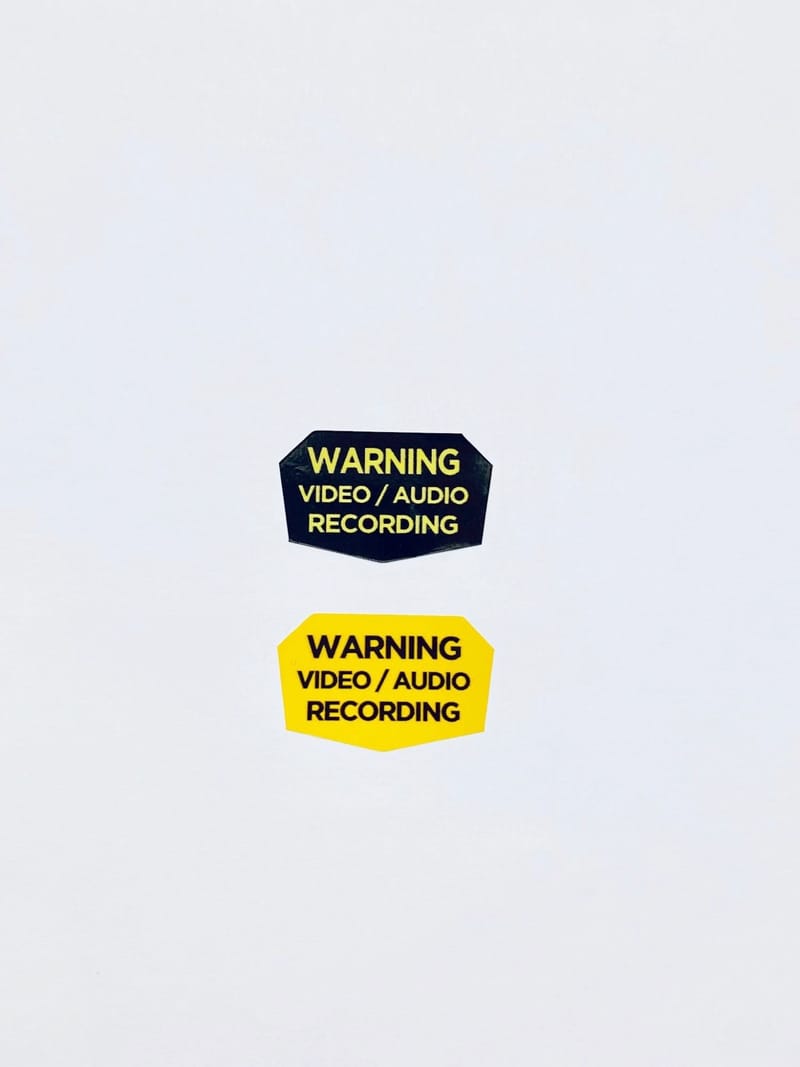 Weatherproof body camera warning stickers for the G1 - Guardian G1