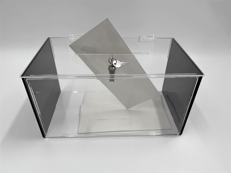 Acrylic Lockable Ballot Box w/ Black and Clear Acrylic - Akrylix