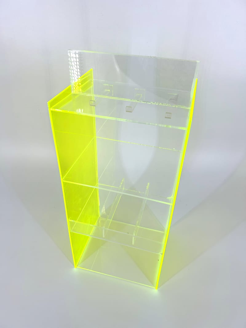 Custom Clear and Fluorescent Green Acrylic Display Unit w/ Advert Slot ...