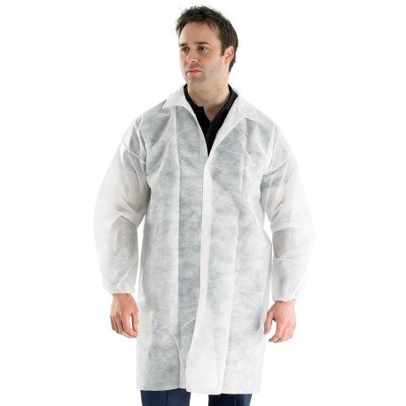 DISPOSABLE LAB COAT L/SLEEVE - BUCLER INDUSTRIAL CLOTHING