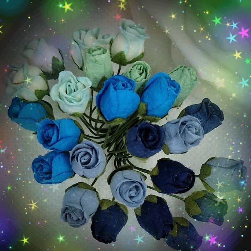 New Blue Mix Semi Open Roses (T30-607) - Blingtastic