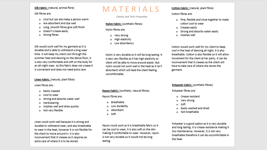 Material List - Unit 2 Group Work