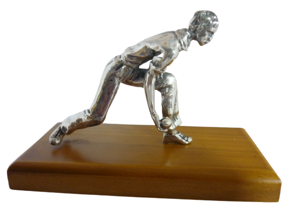 Vintage Italian Large Sterling Silver Man Playing Bowls Sculpture/St...