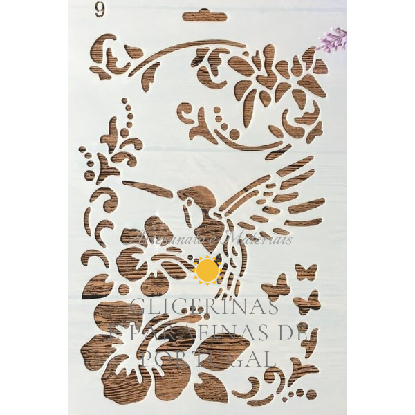 STENCIL - COLIBRI OU BEIJA FLOR NAS FLORES - Unidade