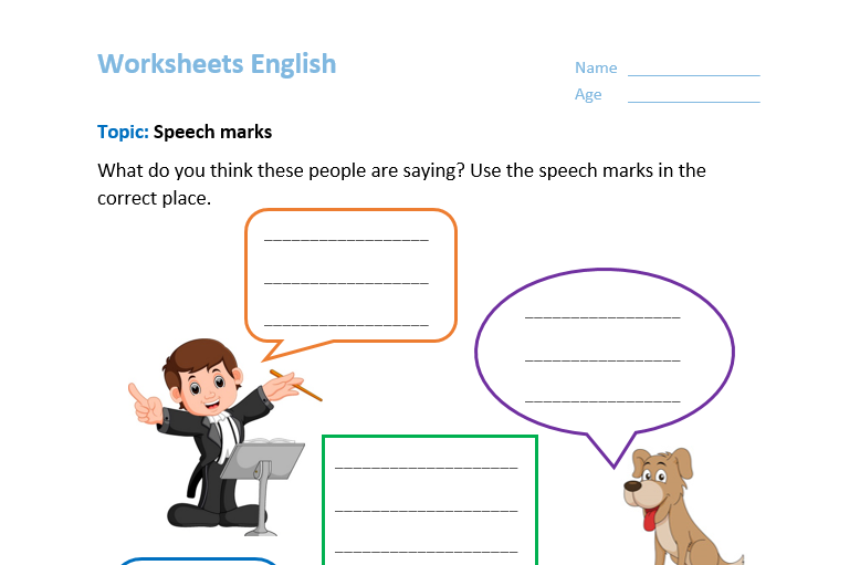 Worksheets topic: Speech marks - Kolourful Unique