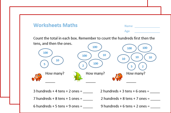 Complete package of 90 Maths worksheets age 7-8