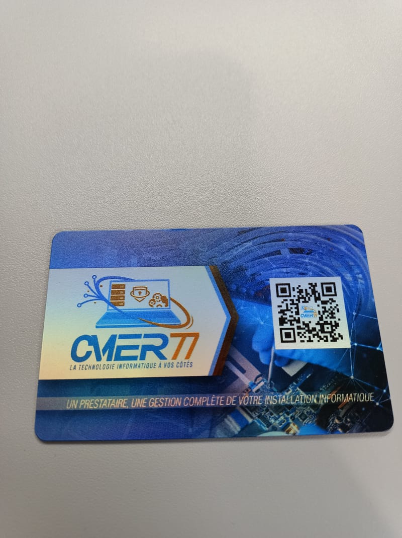 Carte pvc NFC 100% personnalisable - CMER77 Dépannage informatique 77