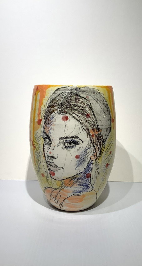 Large Abstract Portrait Vase (Front facing) - GALLERY 1608