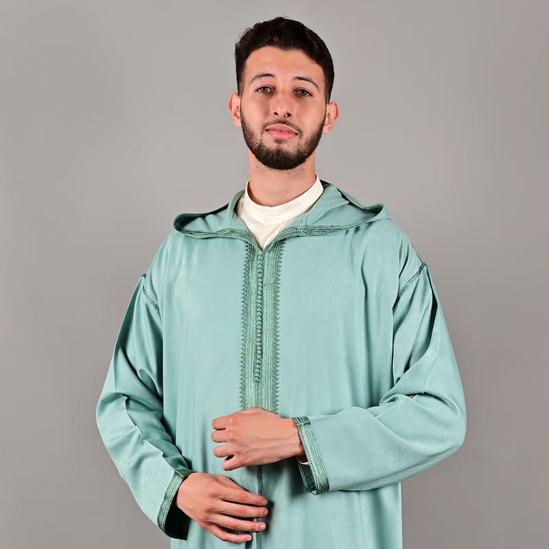 Djellaba Mlifa EXTRA Homme haute couture - Vert eau