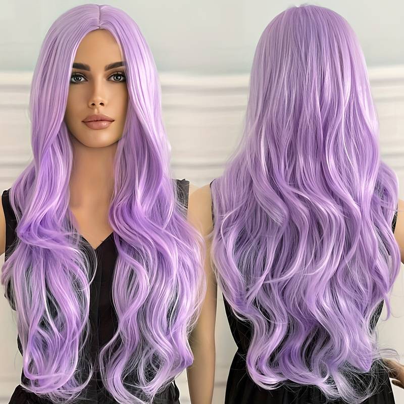 Long Wavy Violet Purple Wig - alternative2fetish.co.uk