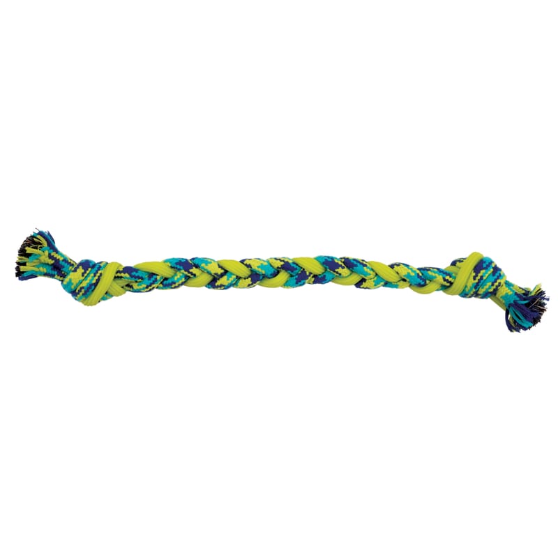 BUD'Z - Jouet pour chien - Corde 3 noeuds orange et bleue