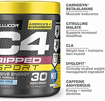 C4 Ripped Sport Pre Workout Powder Certificado NSF para deporte