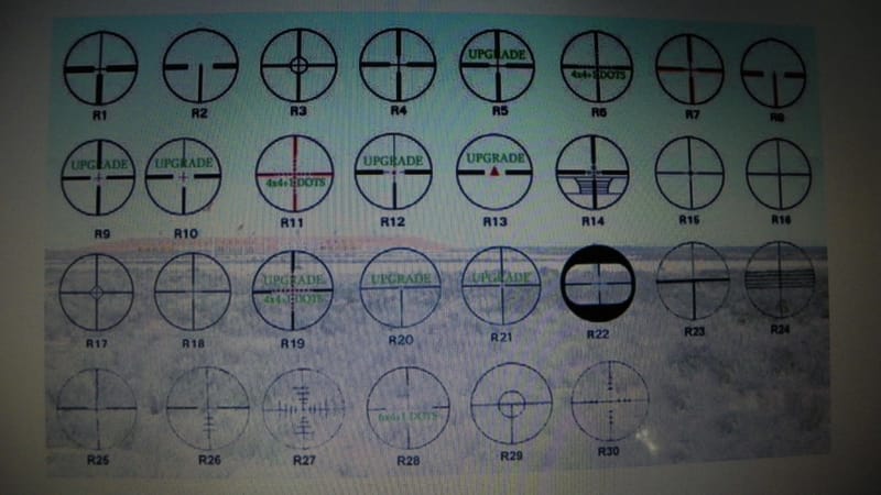 SPECIAL ORDER SCOPES WITH THESE RETICLES - SEALS OPTIC