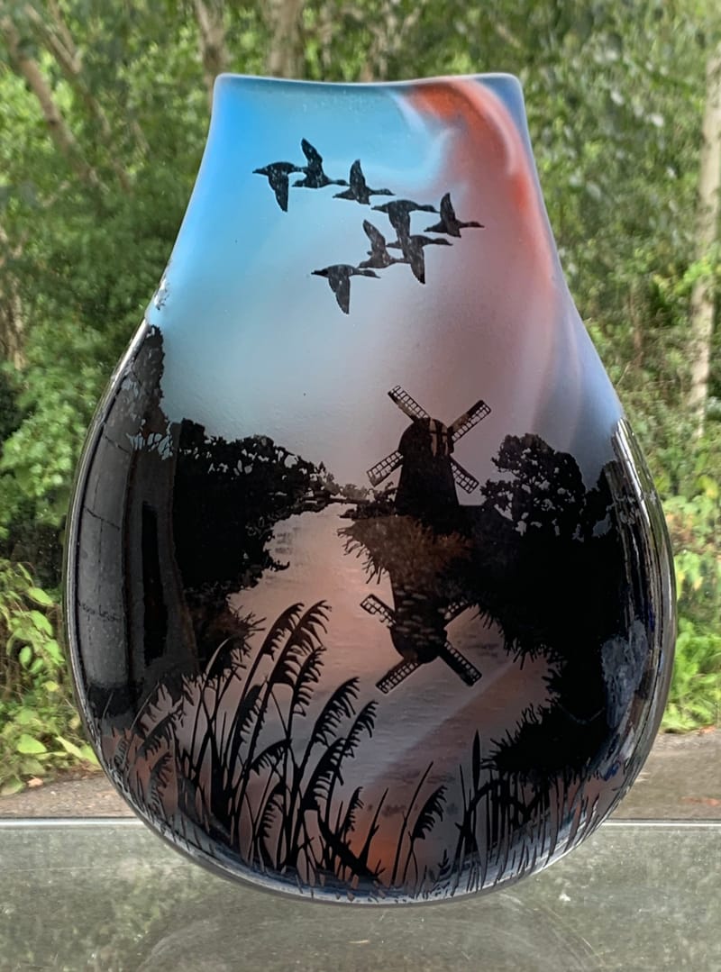River Bank Large Flat Vase - E&M Glass