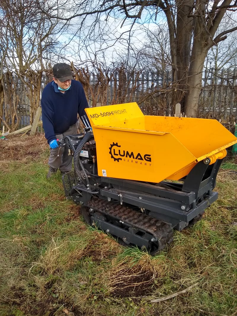 The Lumag motorised barrow/dumper moving soil at an allotment. - Wirral ...