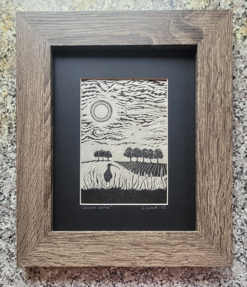 Summer Solstice Original Linocut Print