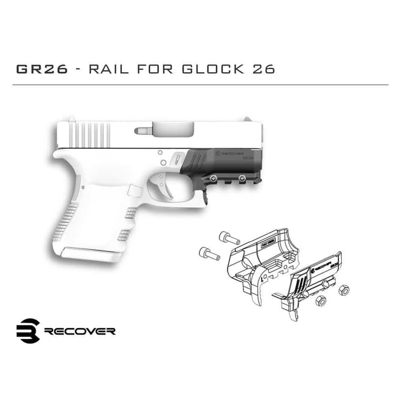מתאם למסילה לאקדח גלוק 26 ו27 - RECOVER TACTICAL GR26 Rail Adapter For ...