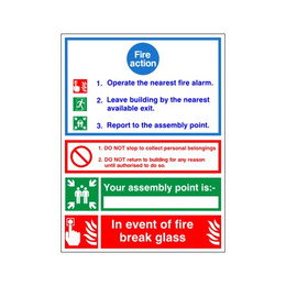 Fire Action Sign B - Self Adhesive (150 X 200mm) - 05...