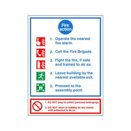 Fire Action Sign C - Rigid Plastic (200 x 300mm) - 05 FIRE & SECURITY LTD