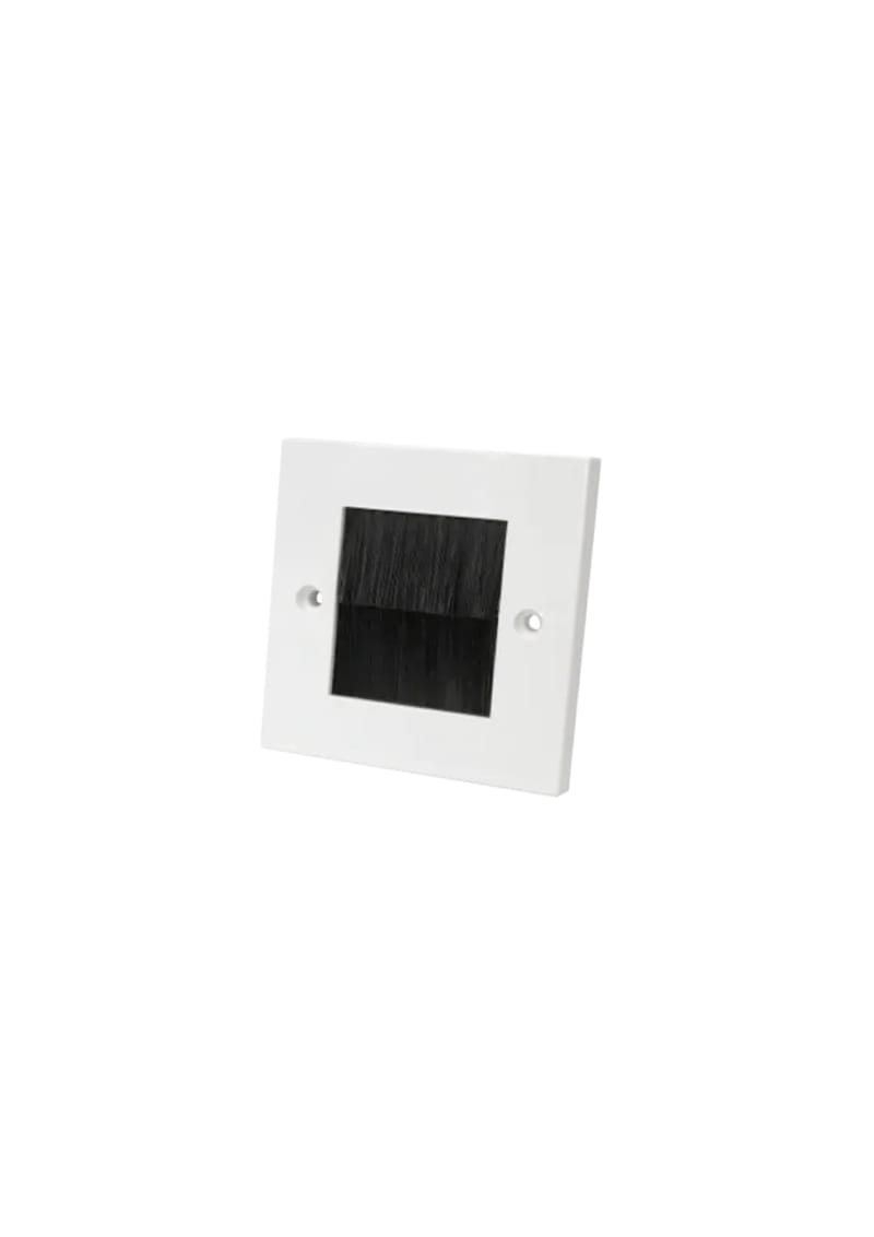 Single Gang Flat Euro Brush Faceplate Module White with Black Brush ...