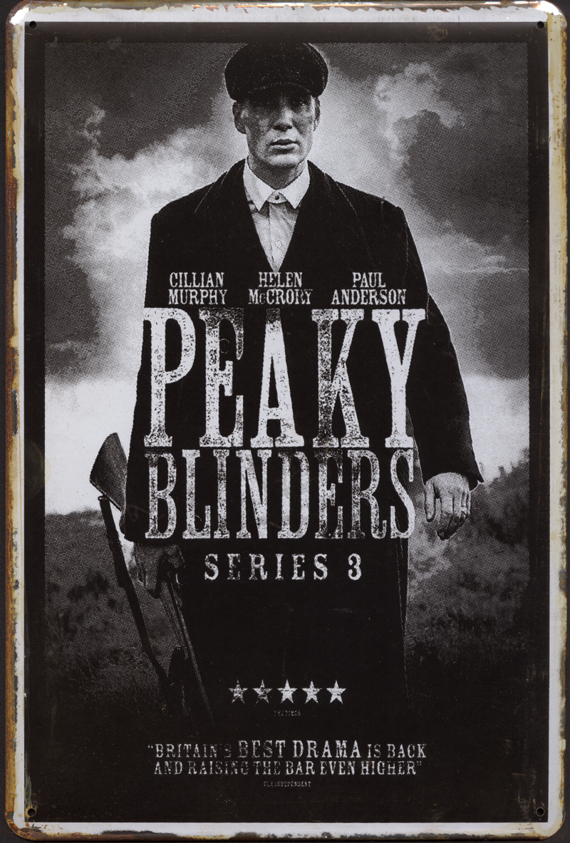 PEAKY BLINDERS SERIES 3 RUSTY TIN MOVIE SIGN - RETRO GIFTS RETAIL