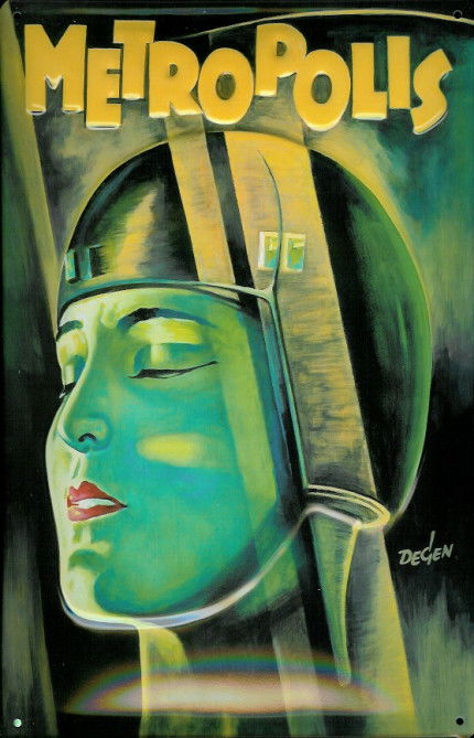 METROPOLIS GIRL MOVIE EMBOSSED METAL SIGN - RETRO GIFTS RETAIL