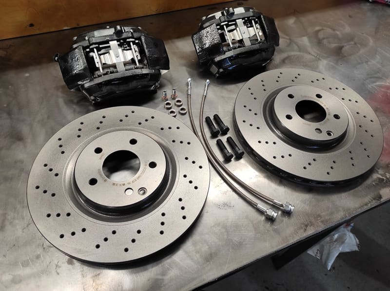 330mm 4 piston Brembo Front Brake Kit for w124 / w201 / r129 - The ...