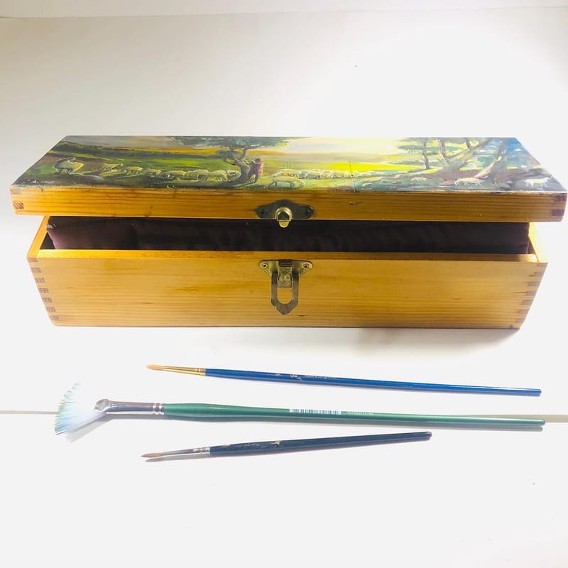 Baroque flute wooden case with oil painting - Ariel Louis Flutes