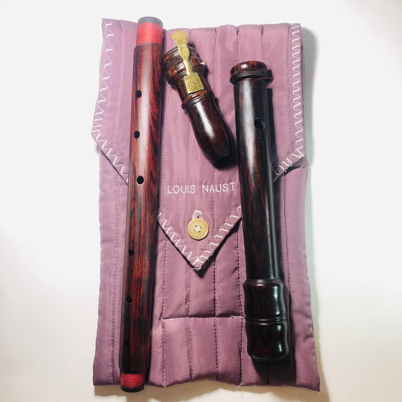 Baroque flute wooden case with oil painting - Ariel Louis Flutes