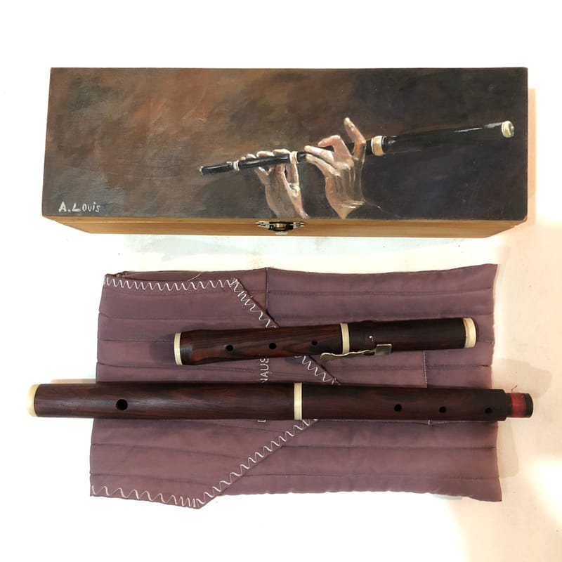 Baroque flute case with oil painting- - Ariel Louis Flutes