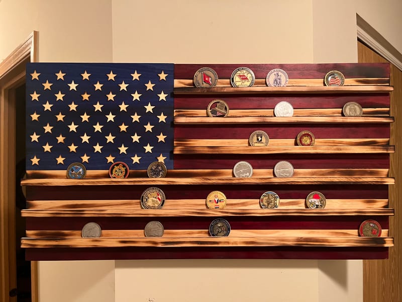 Challenge coin holder flags - PTSD Woodwork and Crafts, LLC