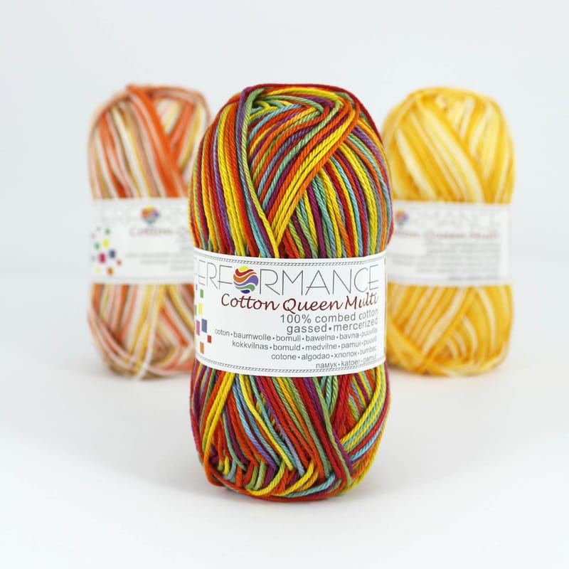 Performance Cotton Queen Multi 9073 variegated cotton yarn mercerised
