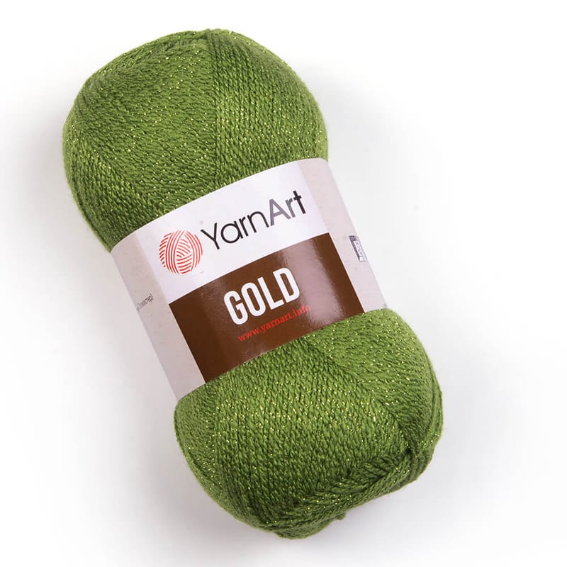 Yarnart Gold color 9046 fine weight metallic yarn