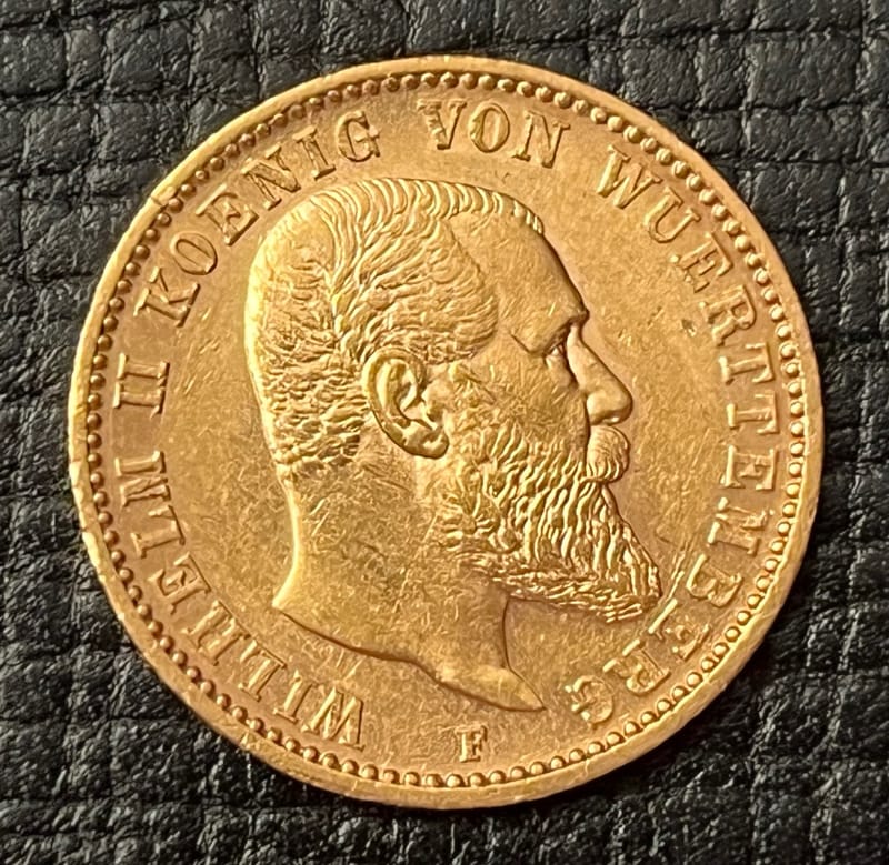 20 Mark Or WILHELM II KOENIG VON WUERTTEMBERG 1898 F - numismar.com