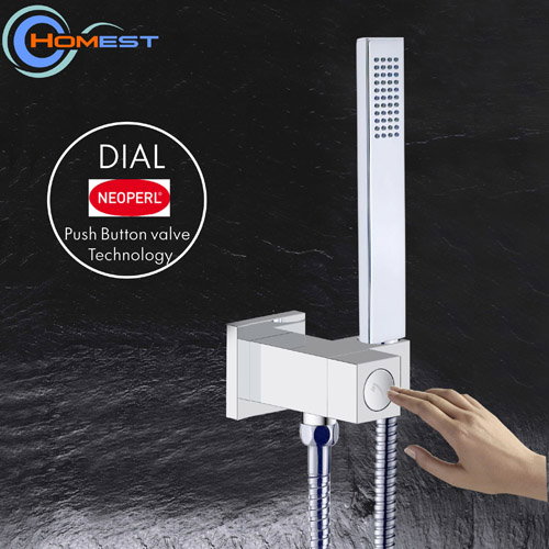 Round Push Button wall union with handheld shower set