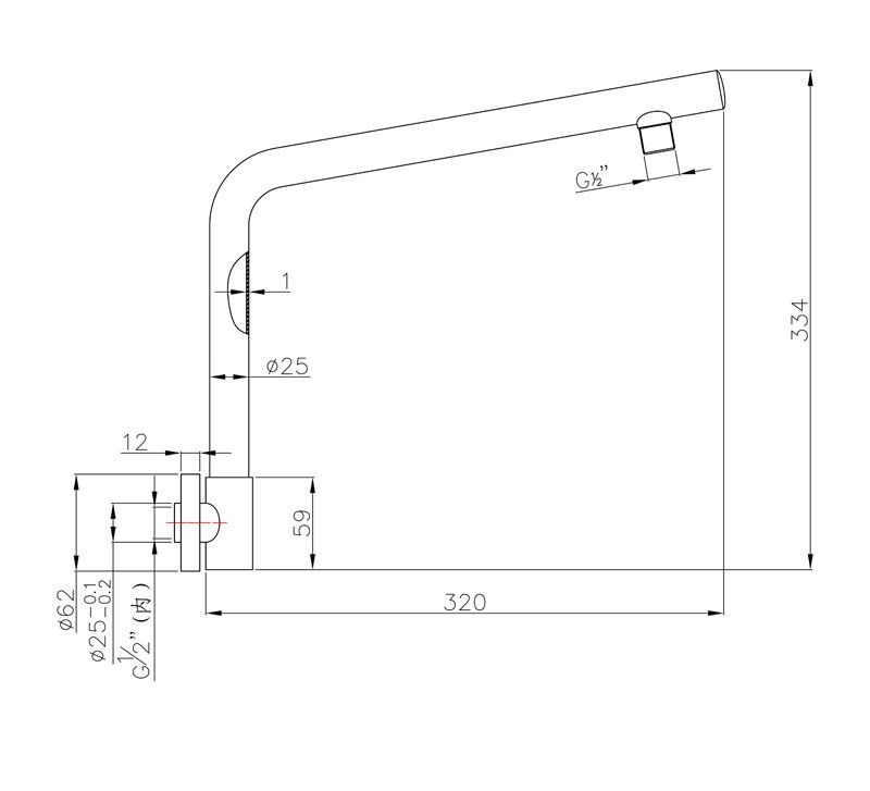 Brass Swivel Square High Riser Gooseneck Shower Arm