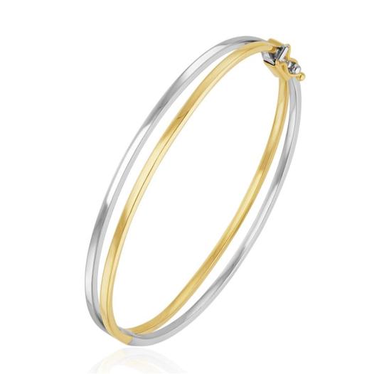 9ct Bi Colour Gold 2 Row Bangle - Glyn Griffiths