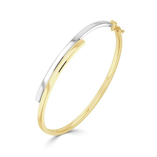 9ct Gold Bi Colour Hinged Bangle - Glyn Griffiths